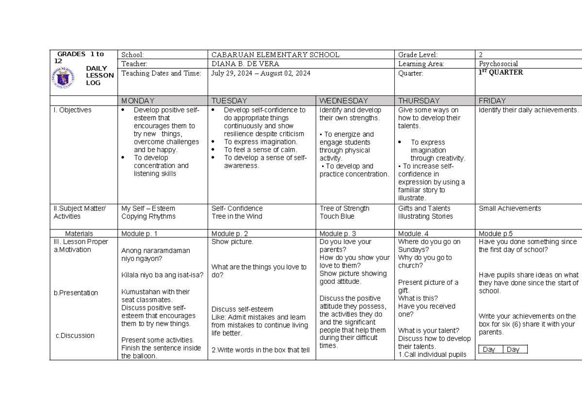 DLL Psychosocial - Summary BS Social Work - GRADES 1 to 12 DAILY LESSON ...