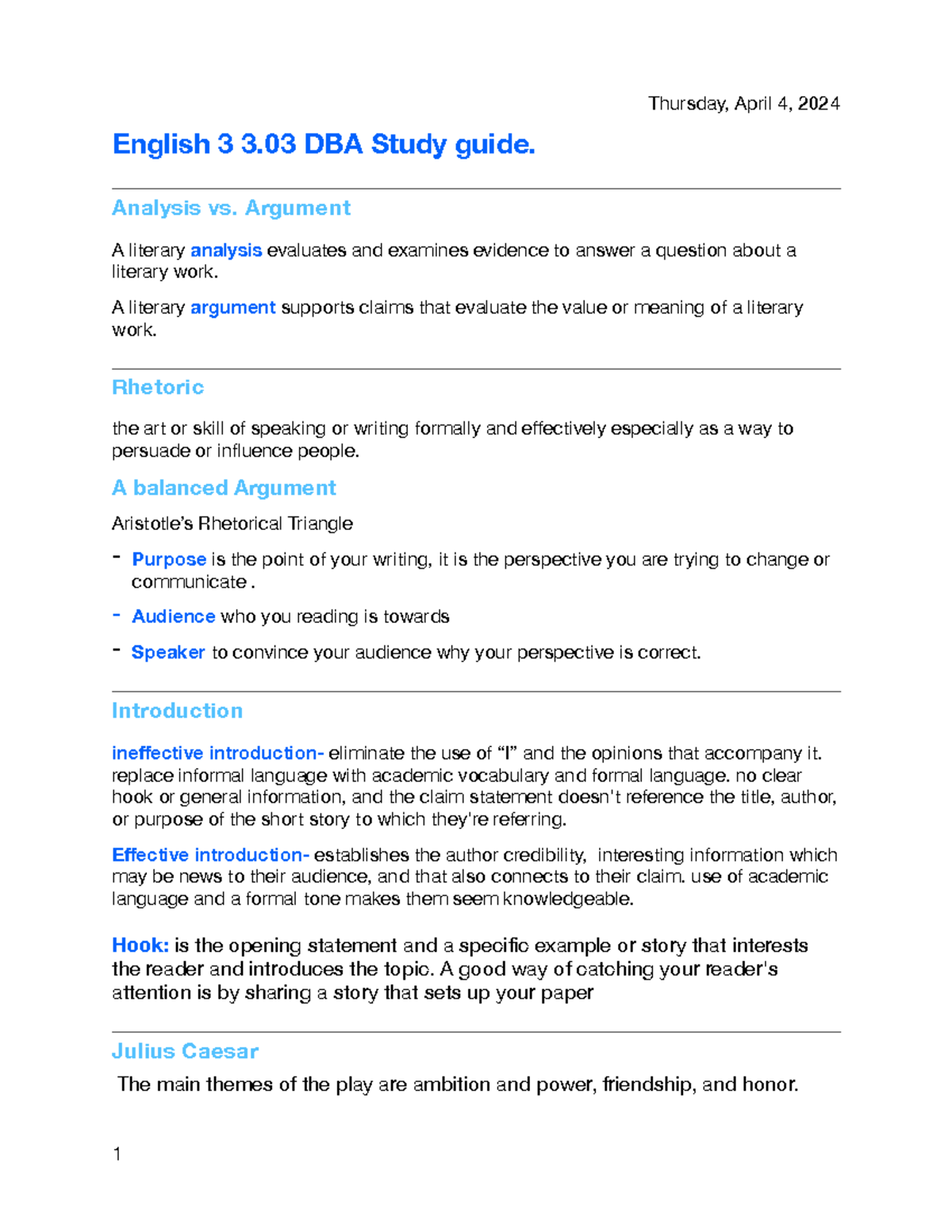 English 3 3.03 DBA Study guide. pdf - Thursday, April 4, 2024 English 3 ...