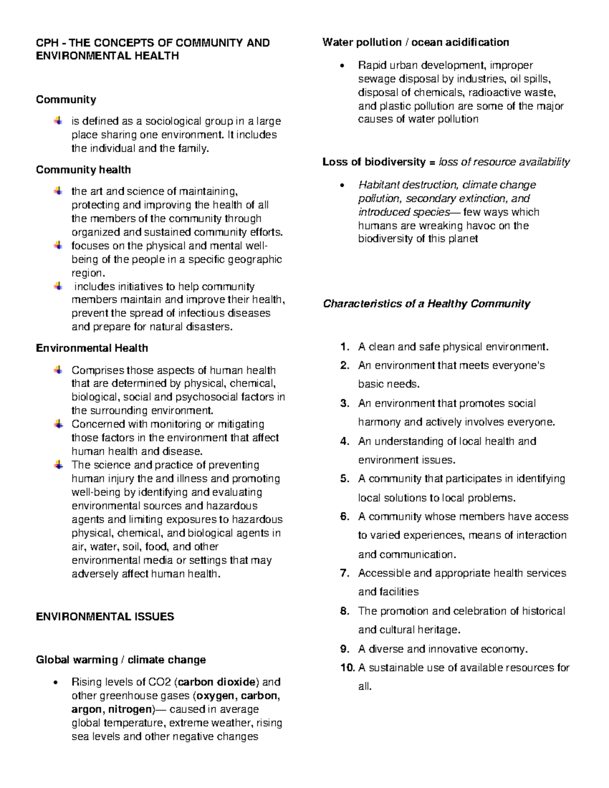 CPH THE Concepts OF Community AND Environmental Health - CPH - THE ...