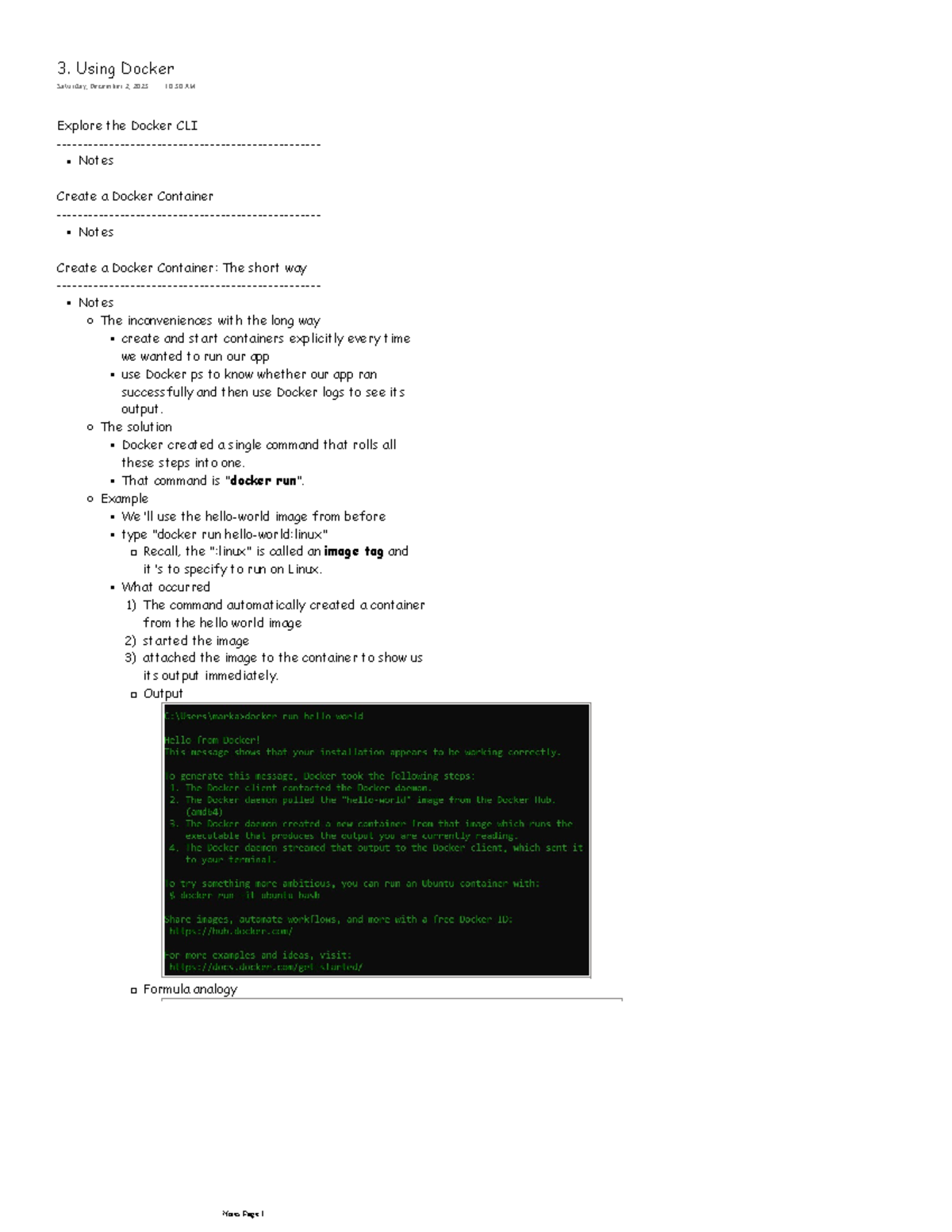 Learning Docker Notes Module 3 Explore The Docker Cli Notes Create A Docker Container