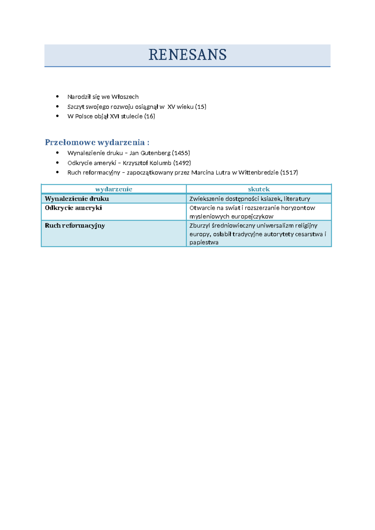 Renesans - RENESANS Narodził się we Włoszech Szczyt swojego rozwoju ...