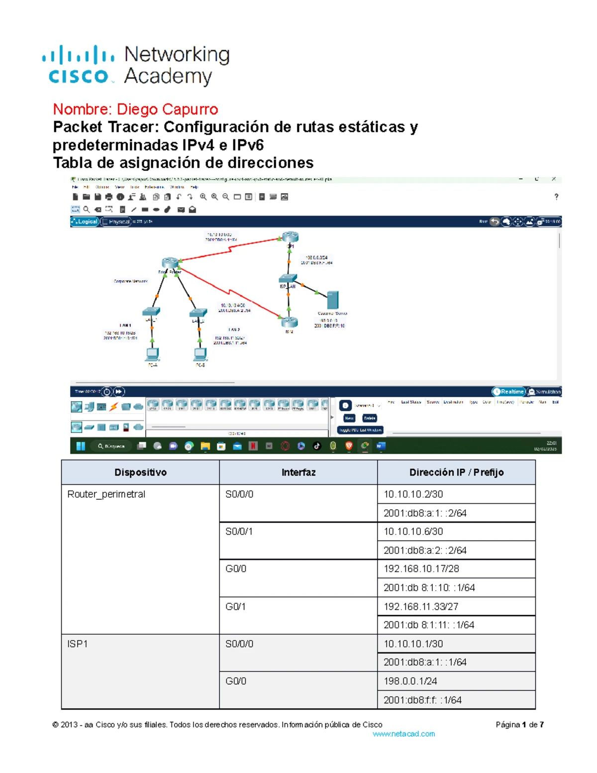 16.3.1 Packet Tracer - Troubleshoot Static and Default Routes - Nombre ...