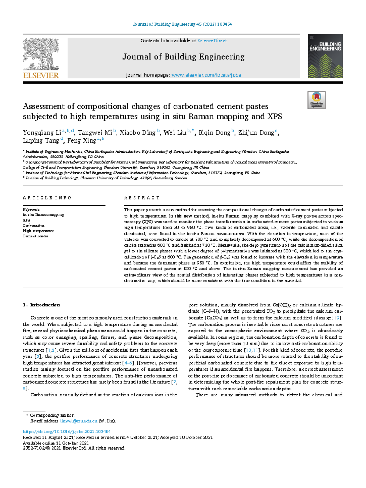 Assessment of compositional changes of carbonated cement pastes ...