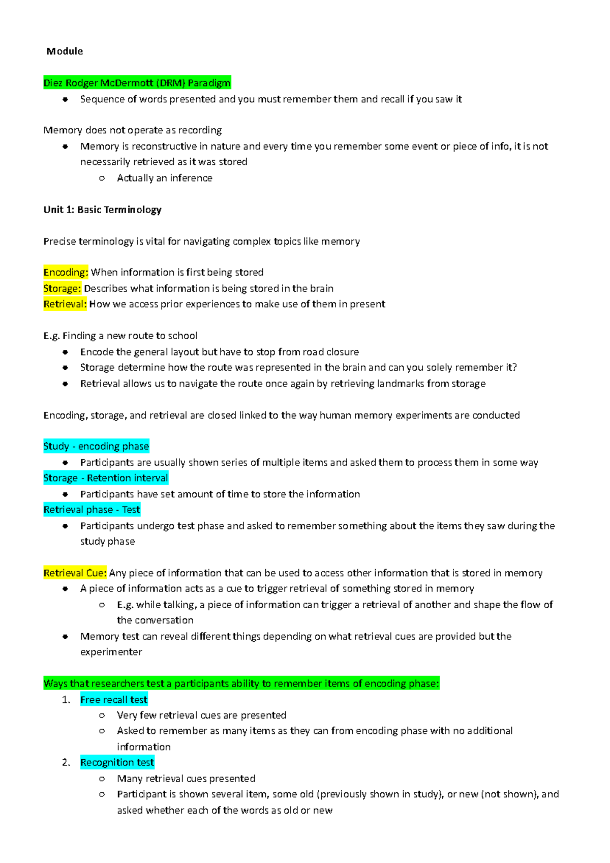 Psych 1X03 Memory (1) - Module Diez Rodger McDermott (DRM) Paradigm ...