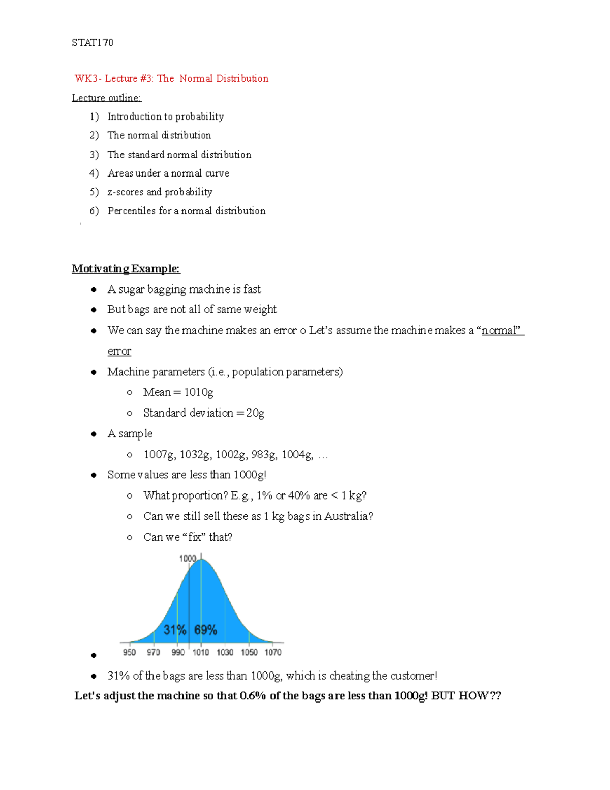 Lecture Notes from Week 3 - STAT170 - MQ - Studocu