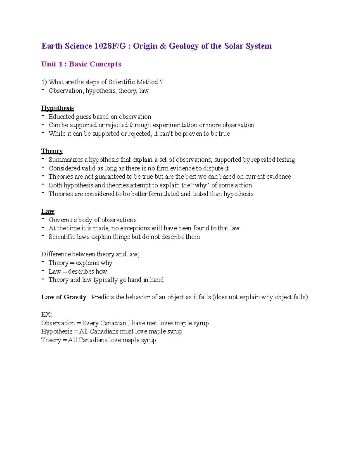 1086 - ch 1 - Chapter 1 - Earth Science 1028F/G : Origin & Geology of ...