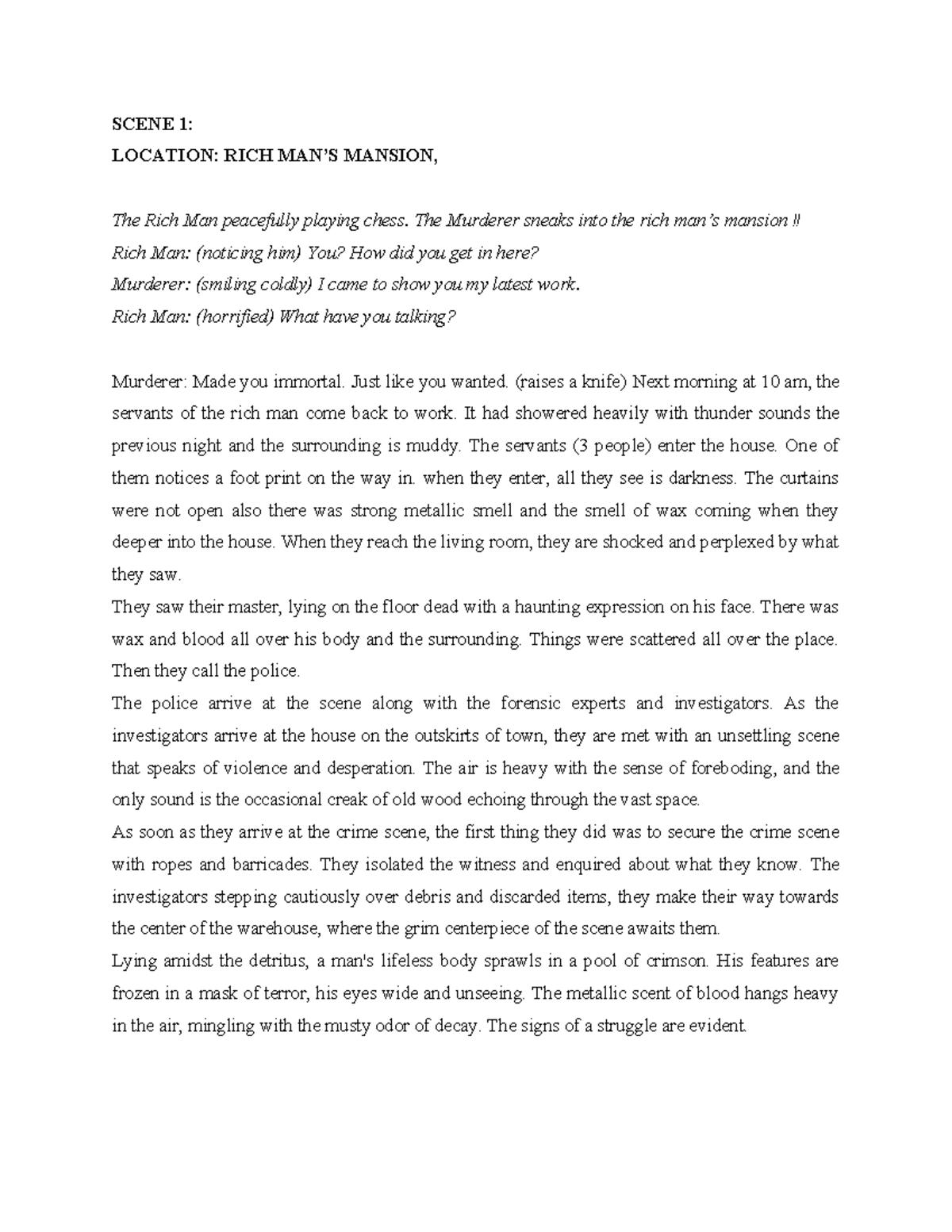 CSI Script - SCENE 1: LOCATION: RICH MAN’S MANSION, The Rich Man ...