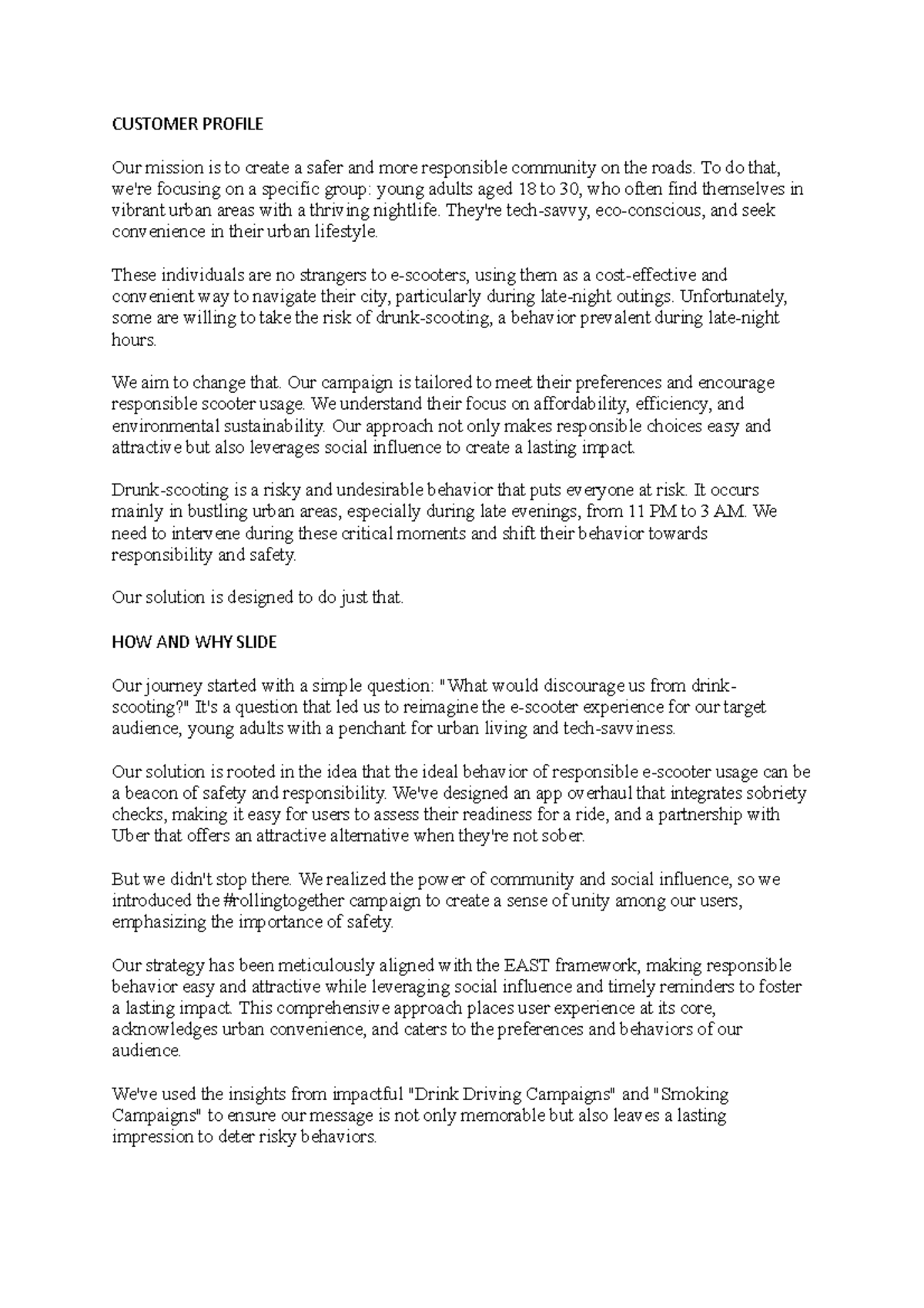 AMB130 - Script - CUSTOMER PROFILE Our mission is to create a safer and ...