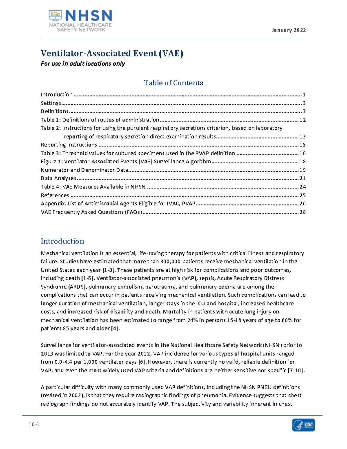 VAP 2022 (CDC) - VAP - January 2022 Ventilator-Associated Event (VAE ...