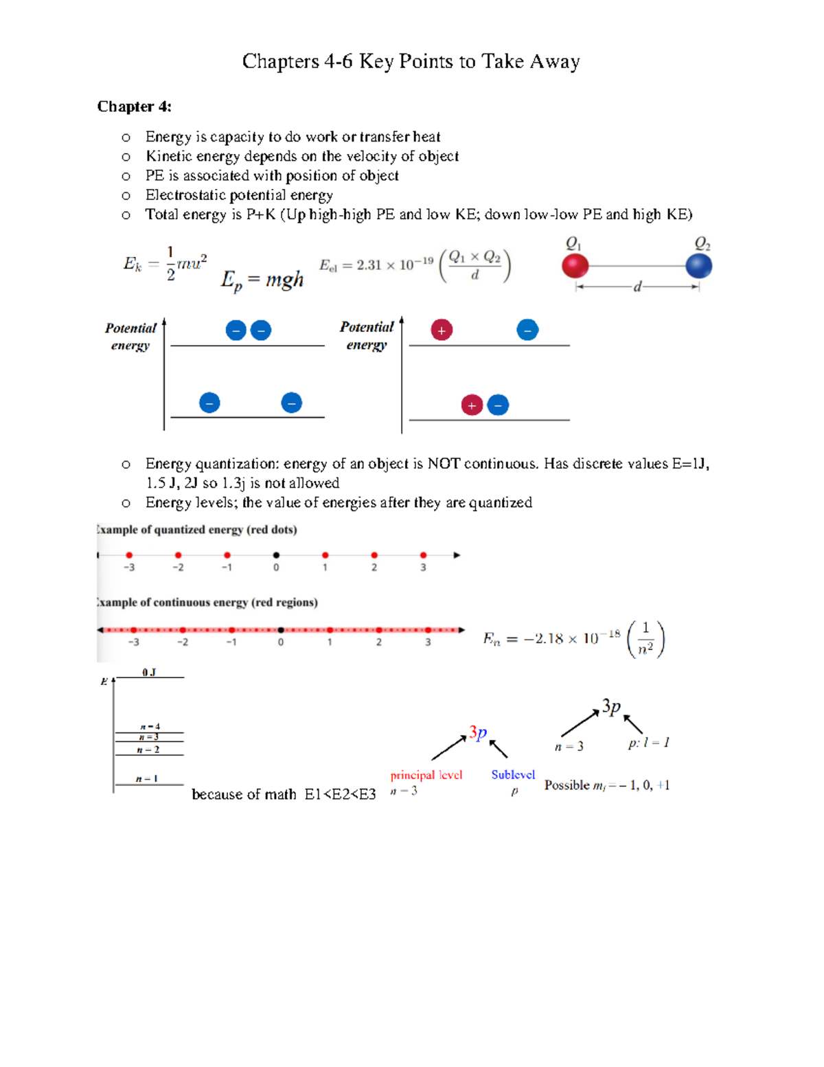 Chapter 4-6 chem - Possible concepts that might appear on exams ...