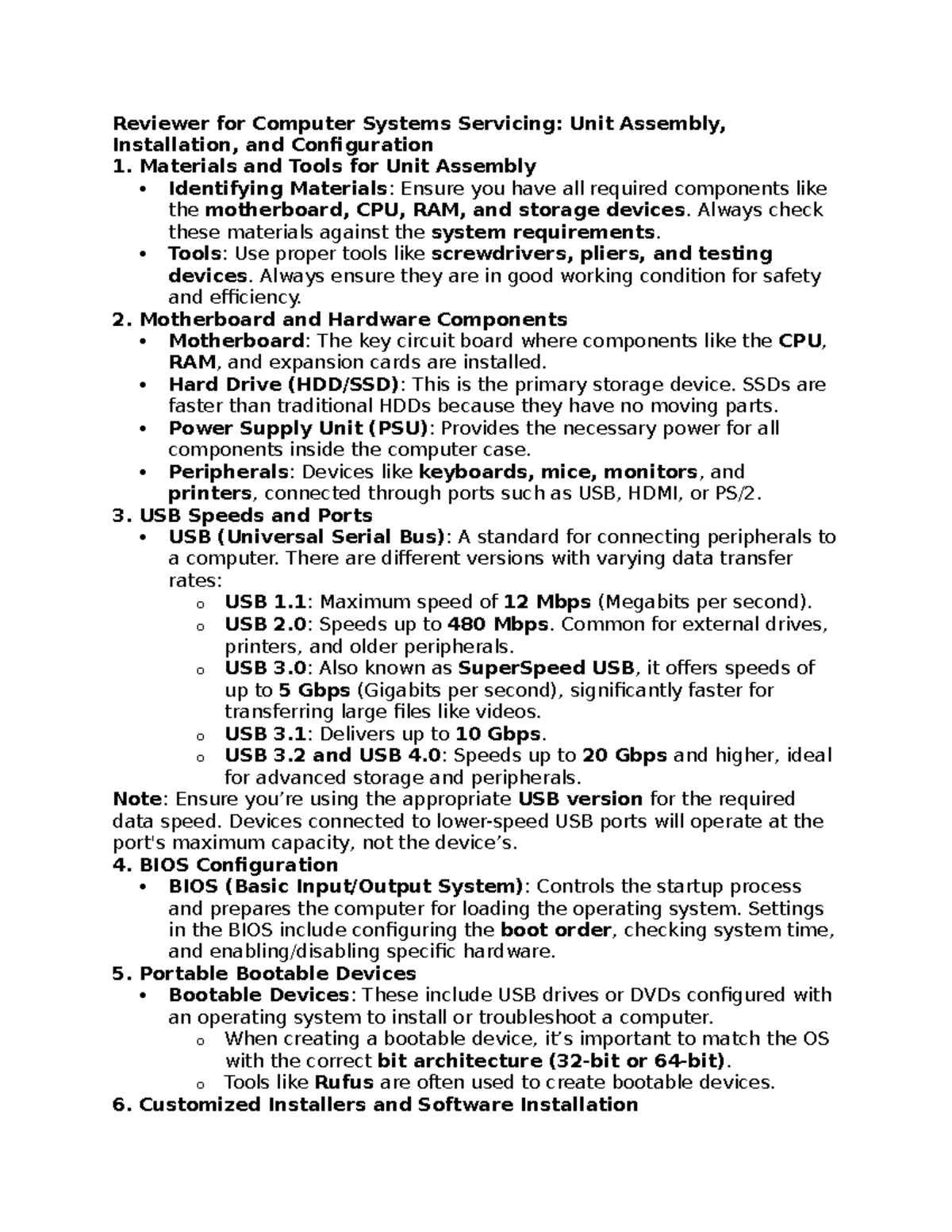 Reviewer for Computer Systems Servicing - Always check these materials ...