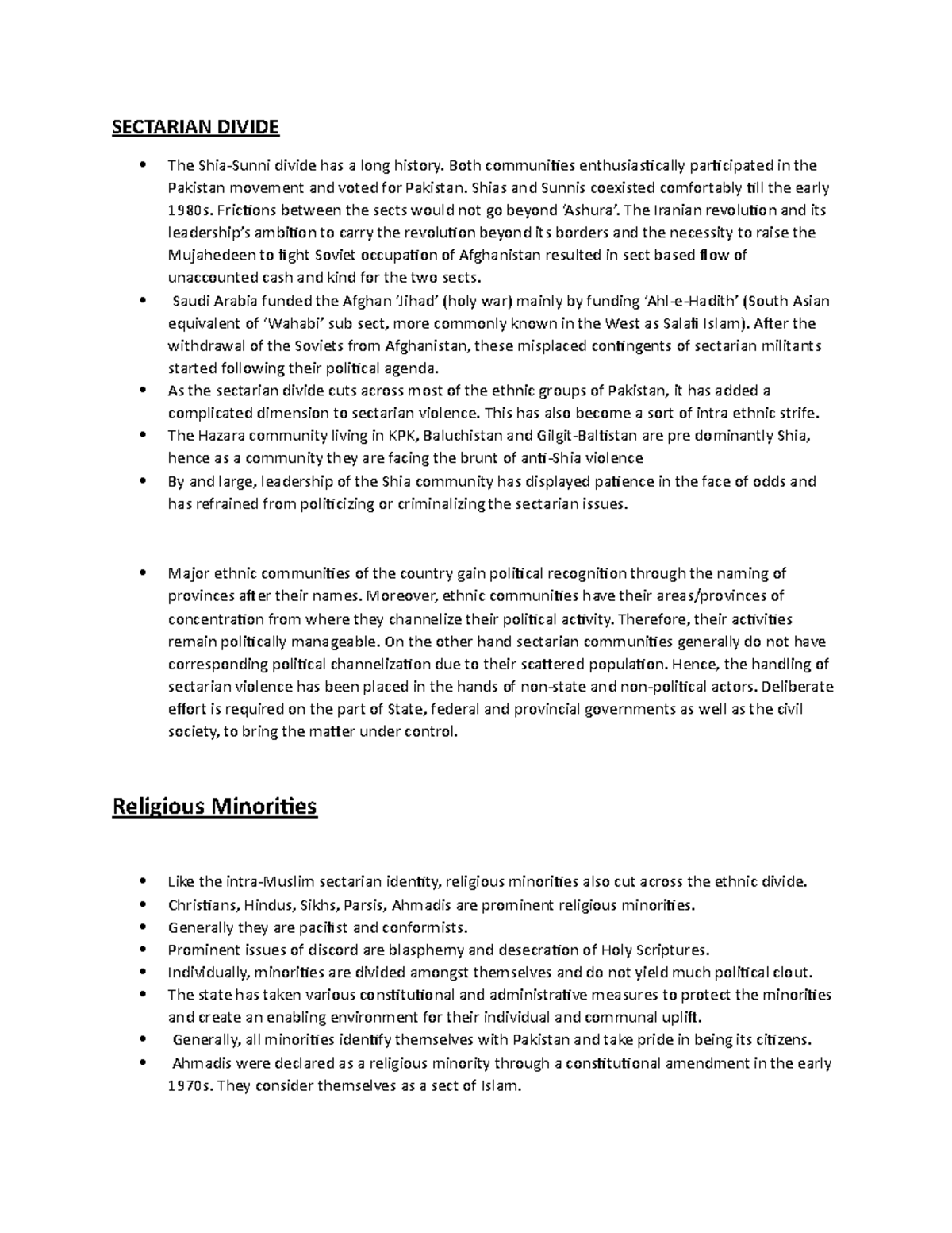 SECTARIAN DIVIDE, Religious Minorities, Linguistic Dimension ...