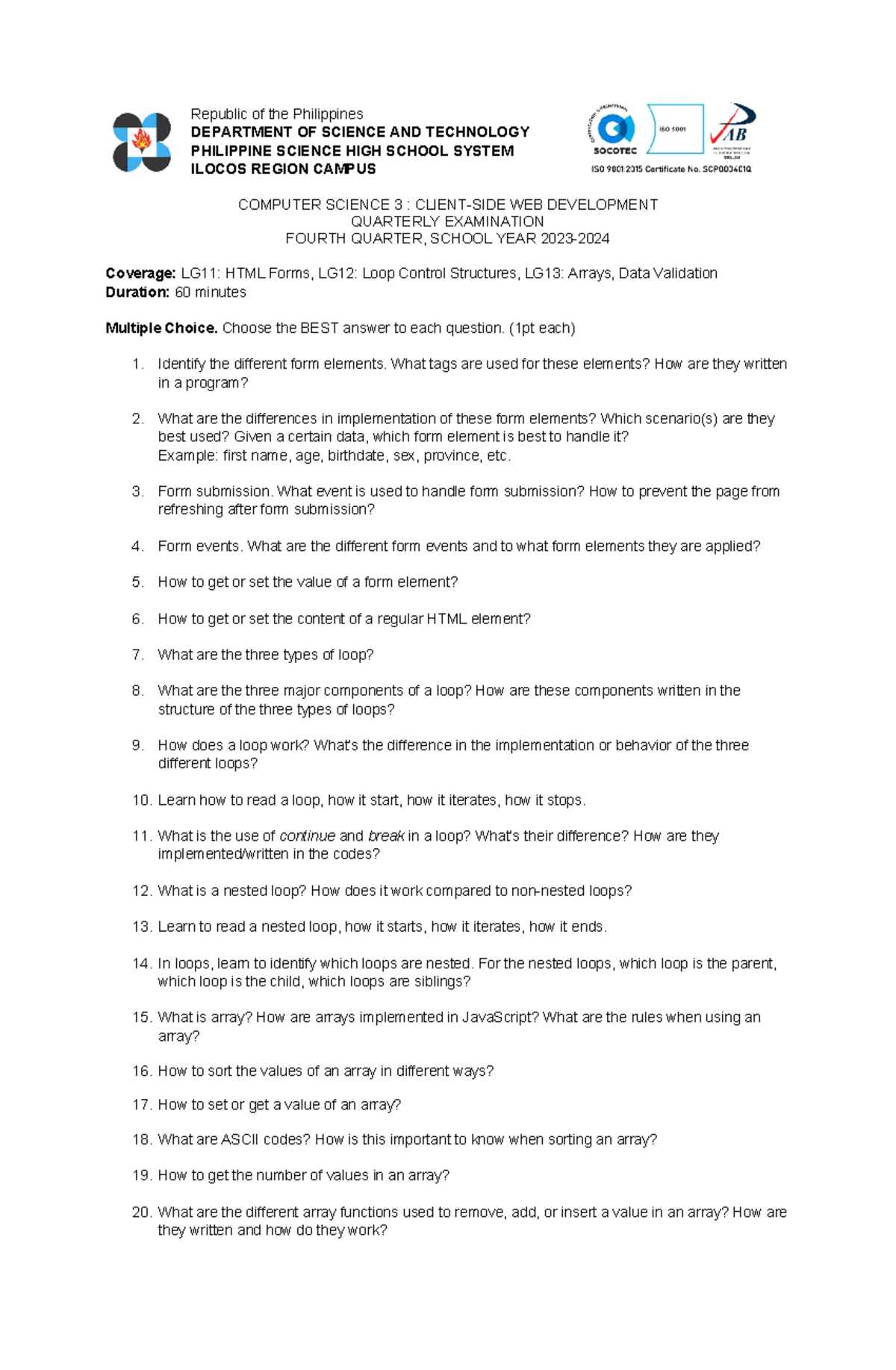 CS3 Q4 - Reviewer (Guide Questions) - Republic of the Philippines ...