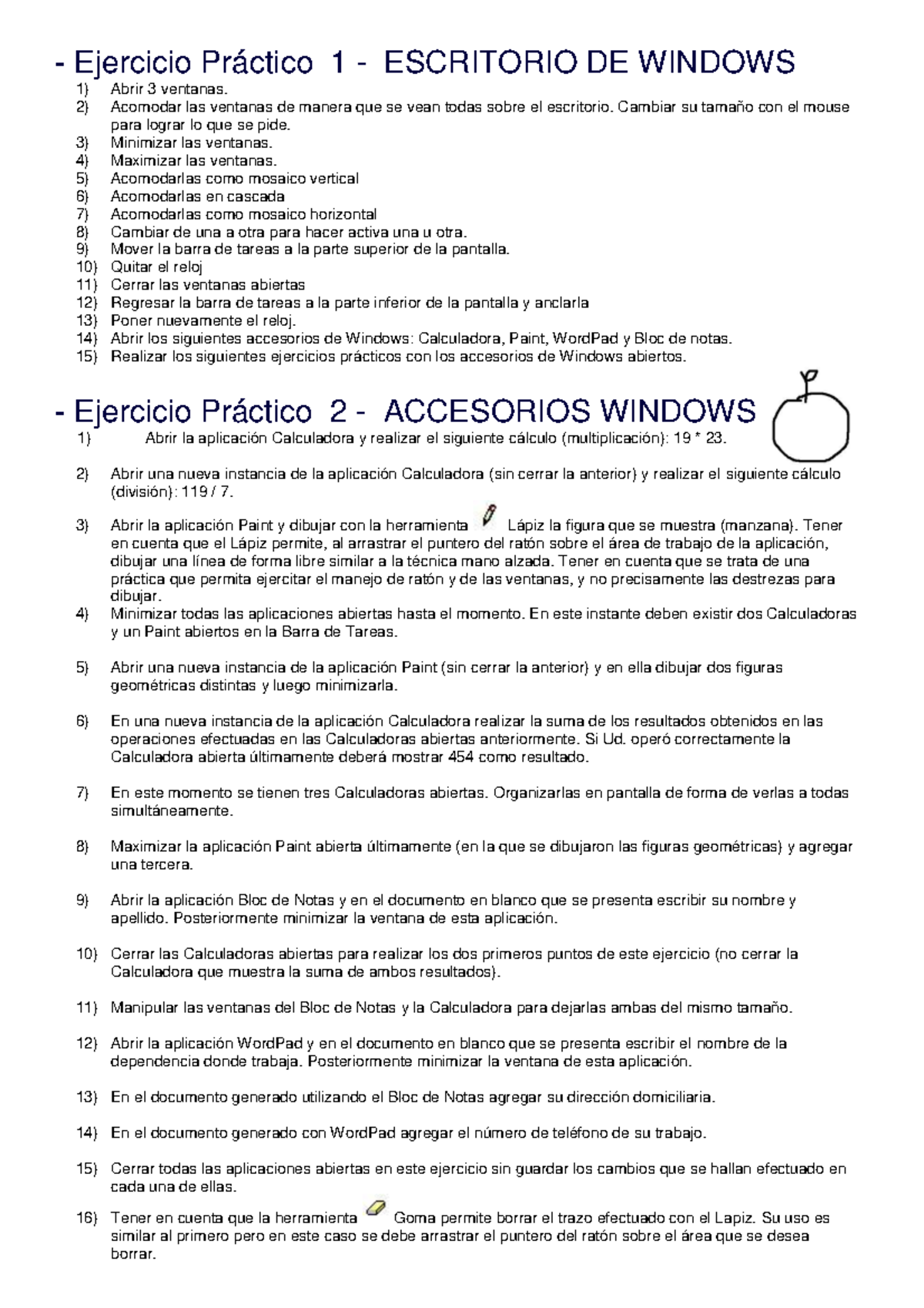 AI ejercicios de clase Windows Y Explorador - Ejercicio Práctico 1 - ESCRITORIO DE WINDOWS 1) 2 ...