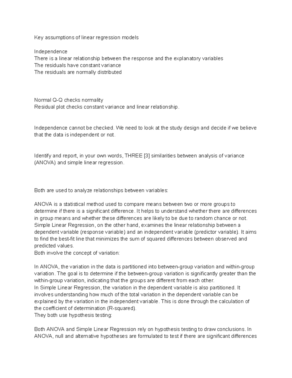 Key assumptions of linear regression models - Key assumptions of linear ...