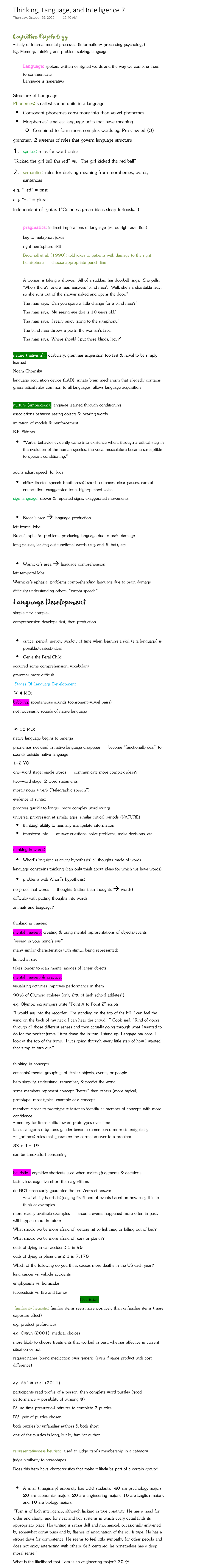 Thinking, Language, and Intelligence 7 - Cognitive Psychology study of ...