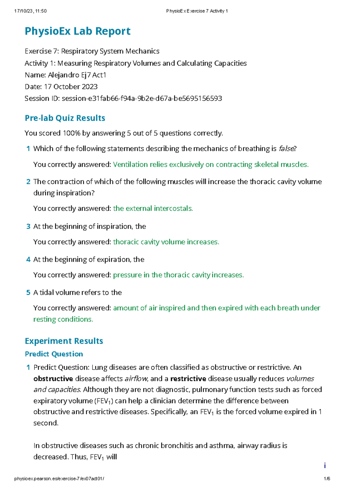 Physio Ex Exercise 7 Activity 1 - PhysioEx Lab Report Exercise 7 ...