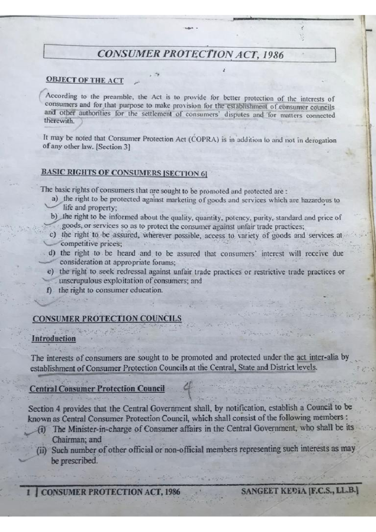 Consumer Protection Act-1986 -1 - Economic law - Studocu