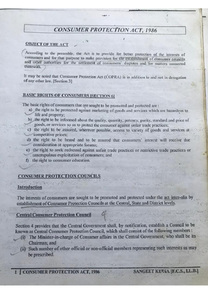 Consumer Protection Act 1986 - 5 - Economic law - Studocu