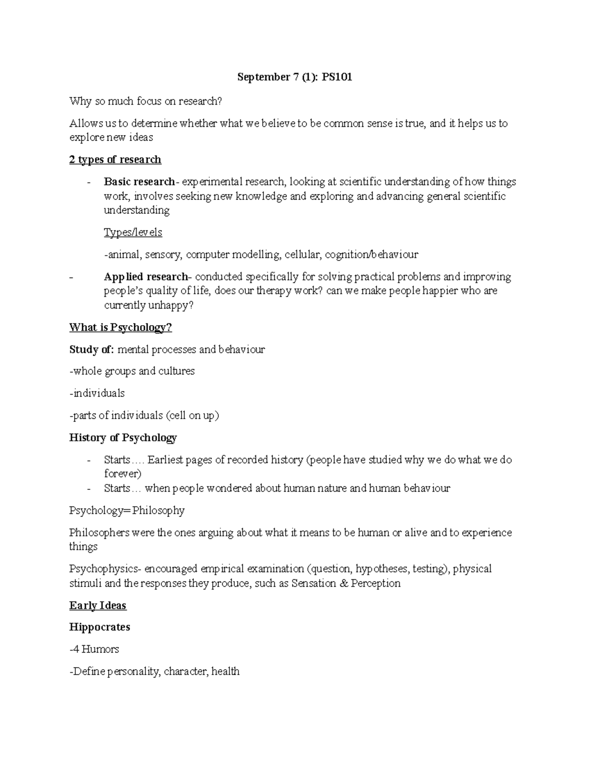 Ps101 exam review - Lecture notes All lectures - September 7 (1): PS ...