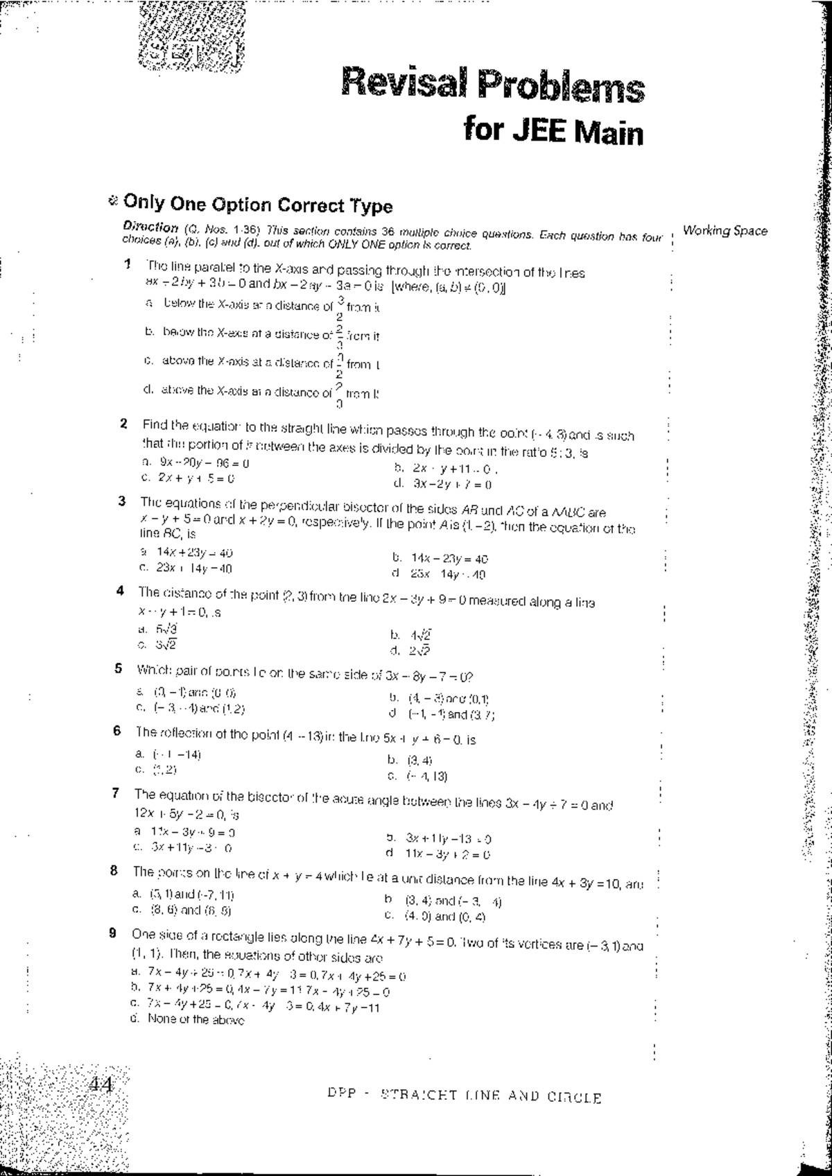 Jee Main Revisal Problems Straight line - Revisal Problems for JEE Main ...