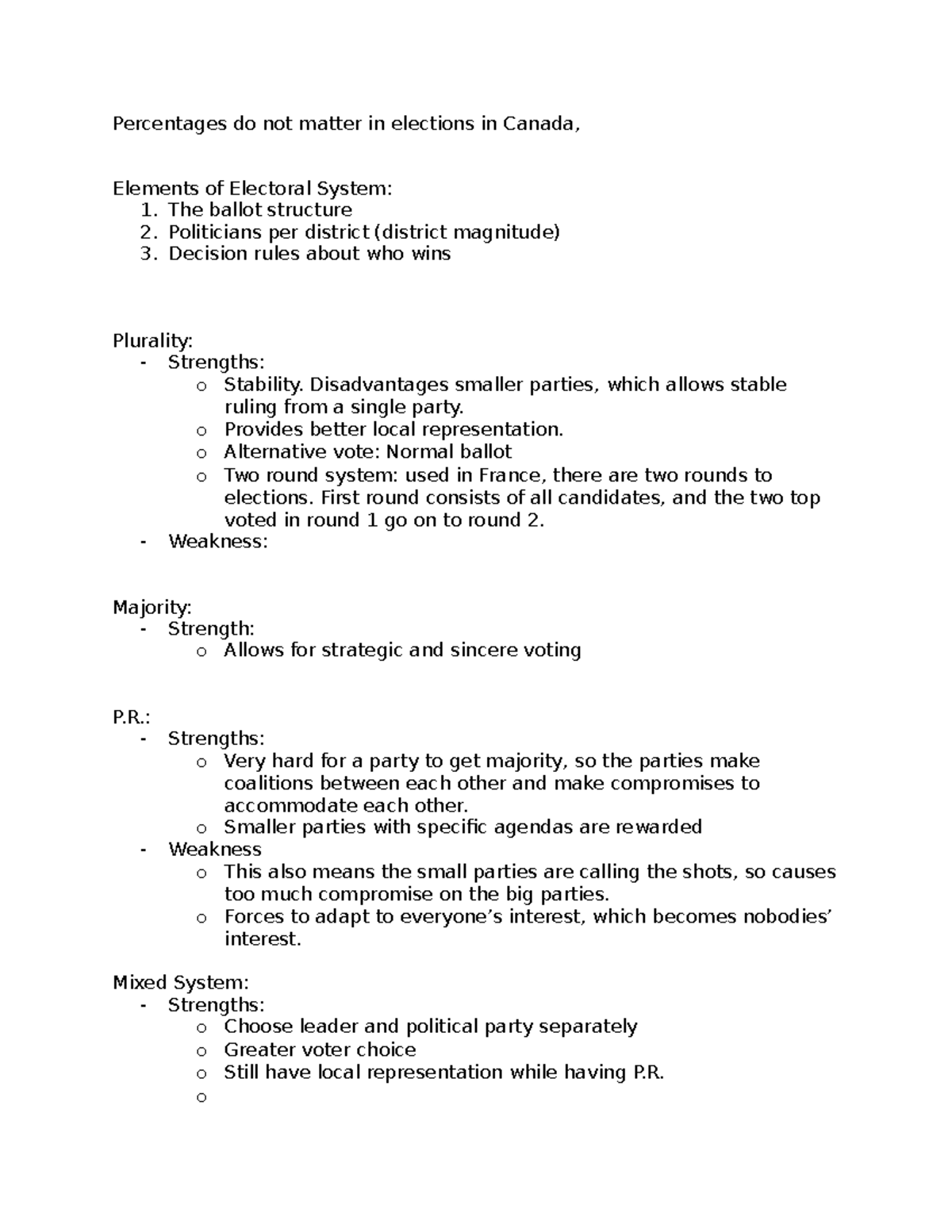 Lecture 14 - Percentages do not matter in elections in Canada, Elements ...