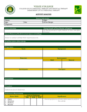 Group 2 BSOT-1A Extended Activity Analysis Form (Bathing) - VELEZ ...