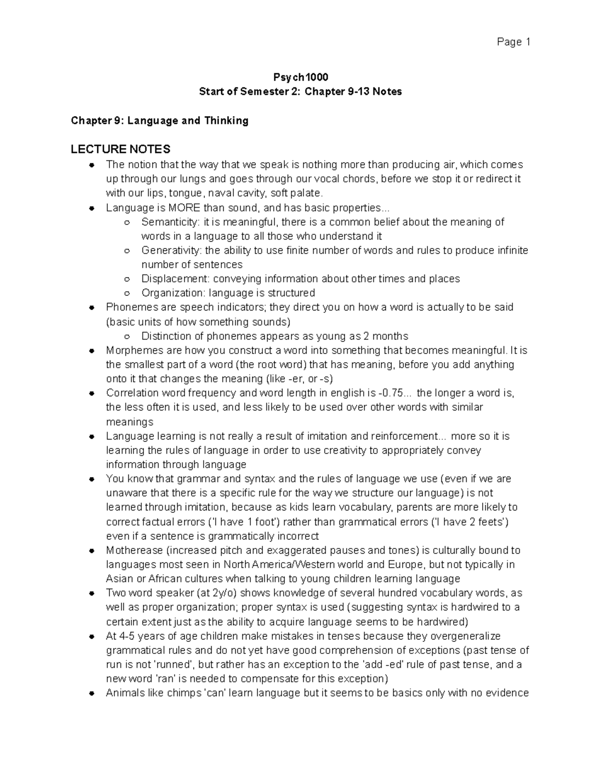 Psych 1000 ch9-13 - Textbook - Psych Start of Semester 2: Chapter 9-13 ...