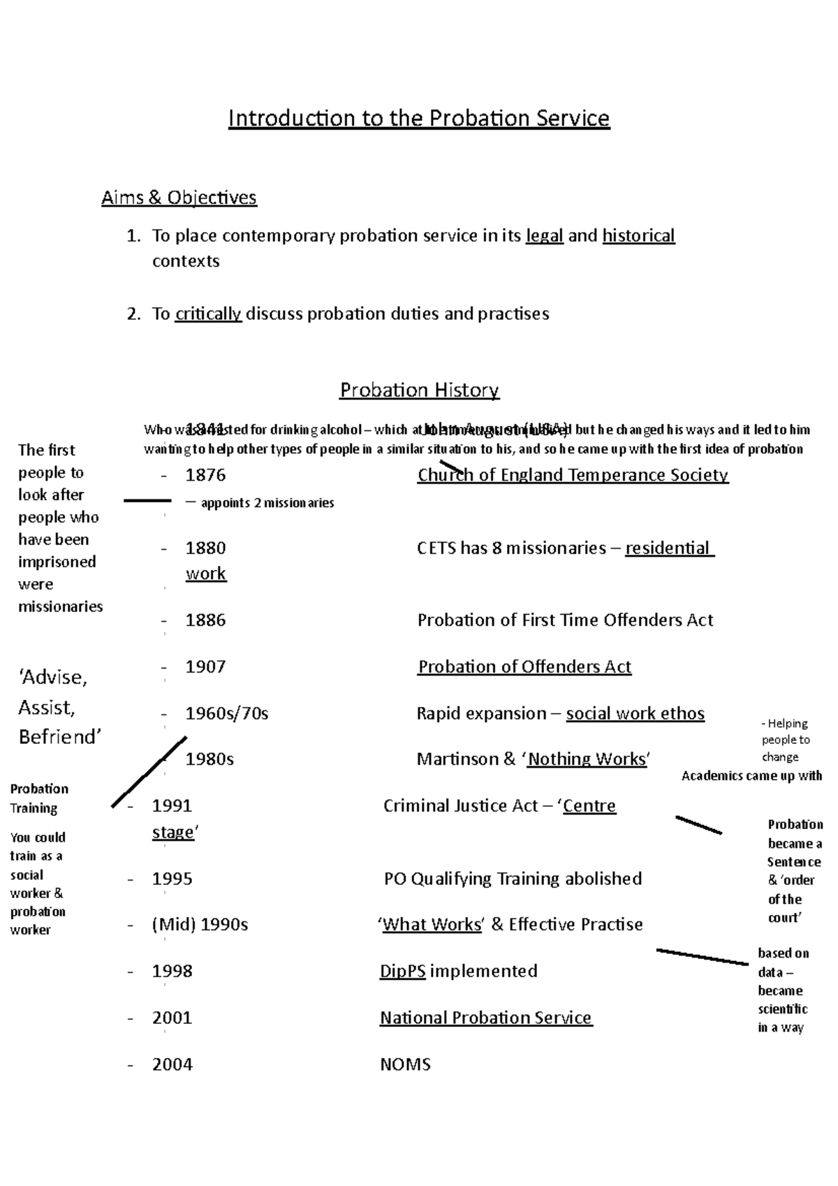 Lecture 10 - Introduction to the Probation Service Notes - Introduction ...
