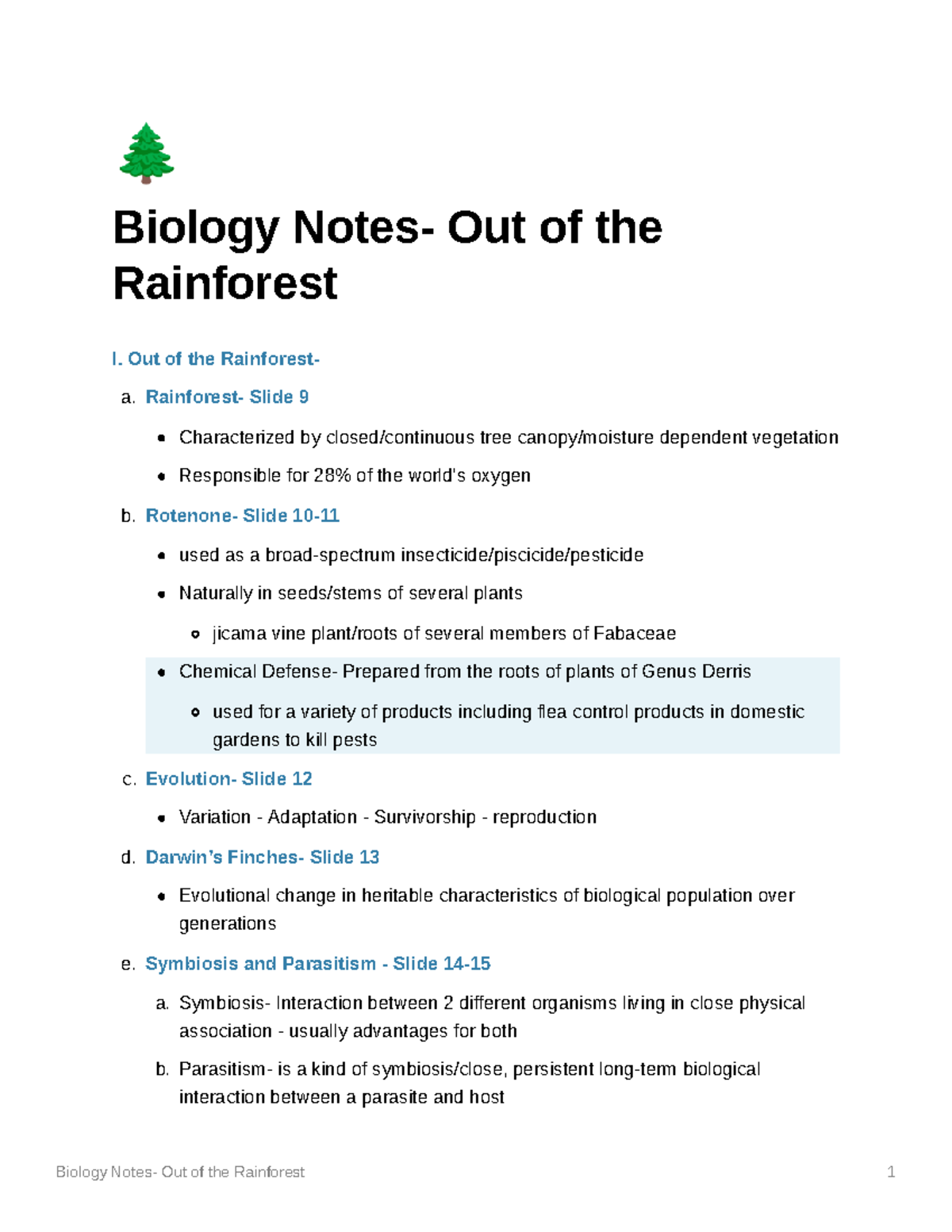Biology Notes- Out of the Rainforest - Out of the Rainforest- a ...