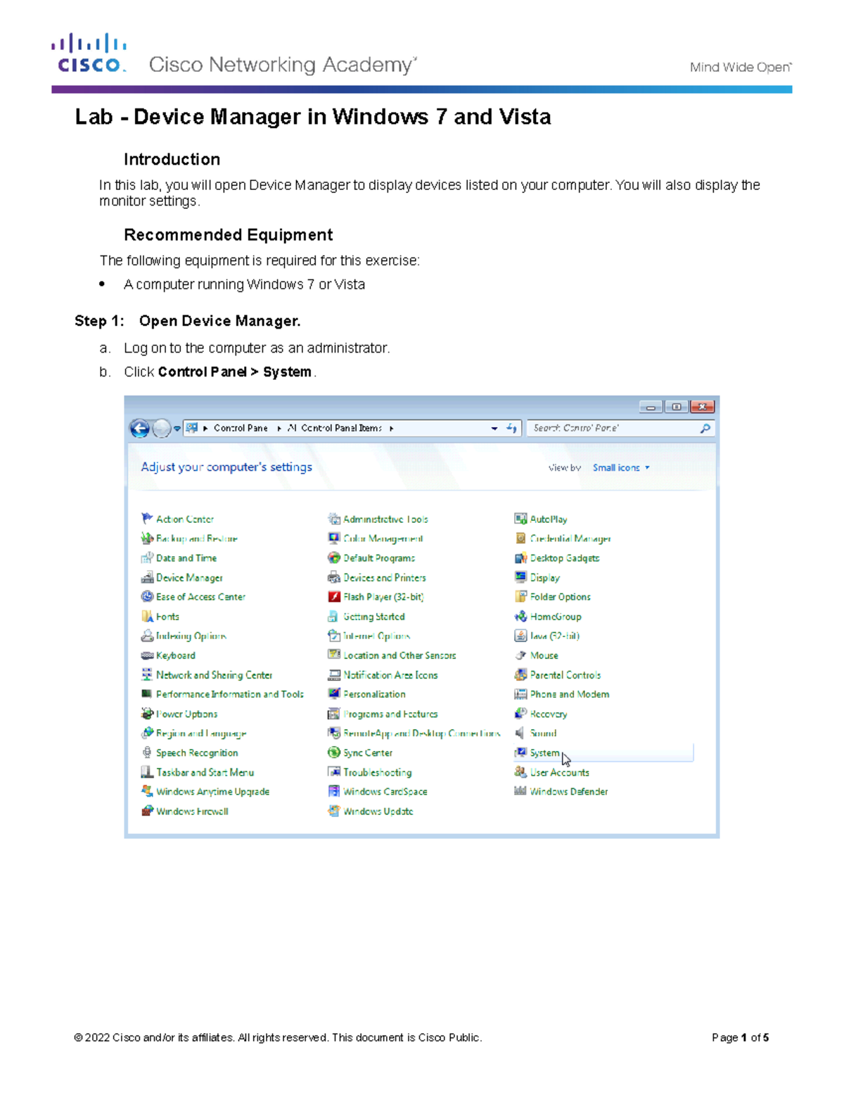 6.1.2.14 Lab - Device Manager in Windows 7 and Vista - Lab - Device ...