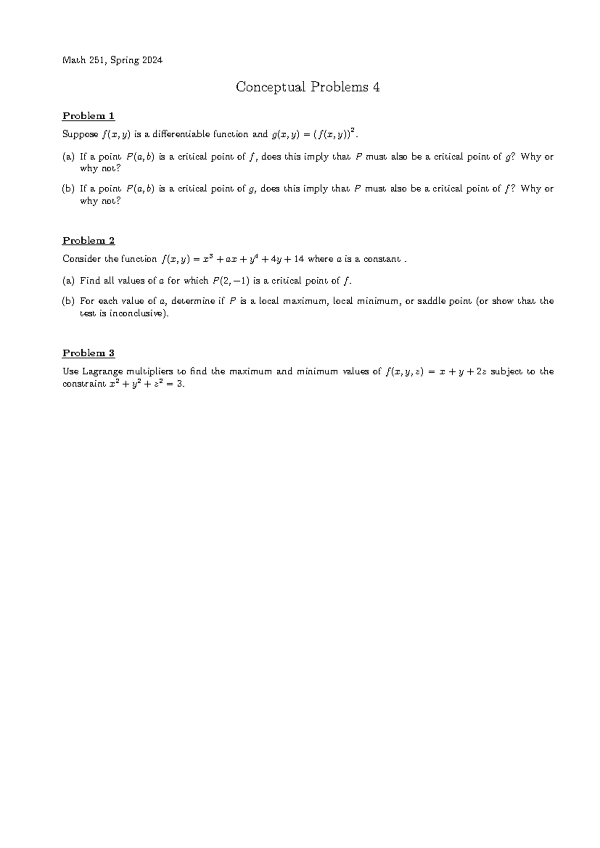 CP4 - cp4 - Math 251, Spring 2024 Conceptual Problems 4 Problem 1 ...