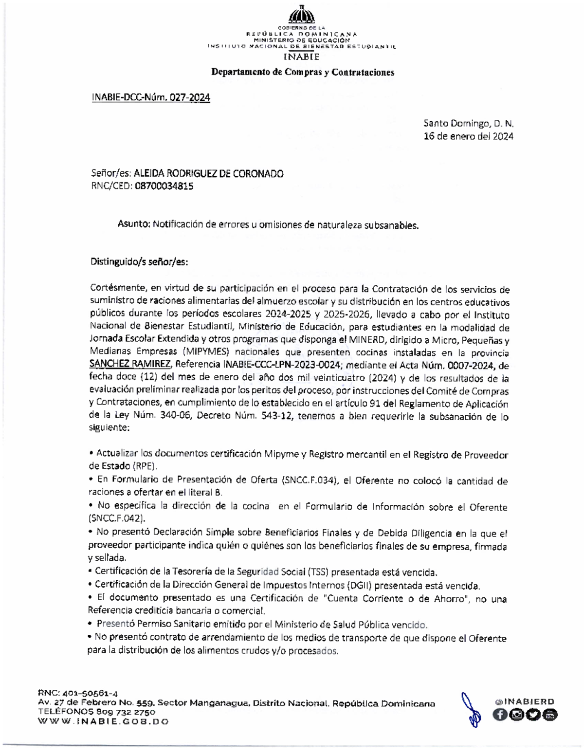 Aleida Rodriguez DE Coronado - GOBIERNO DE LA REPUBLICA DOMINICANA ...