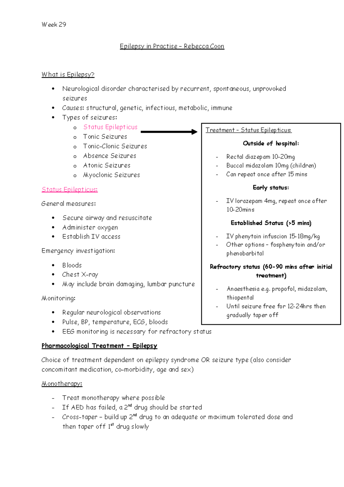 Epilepsy in Practise Notes - Epilepsy in Practise – Rebecca Coon What ...