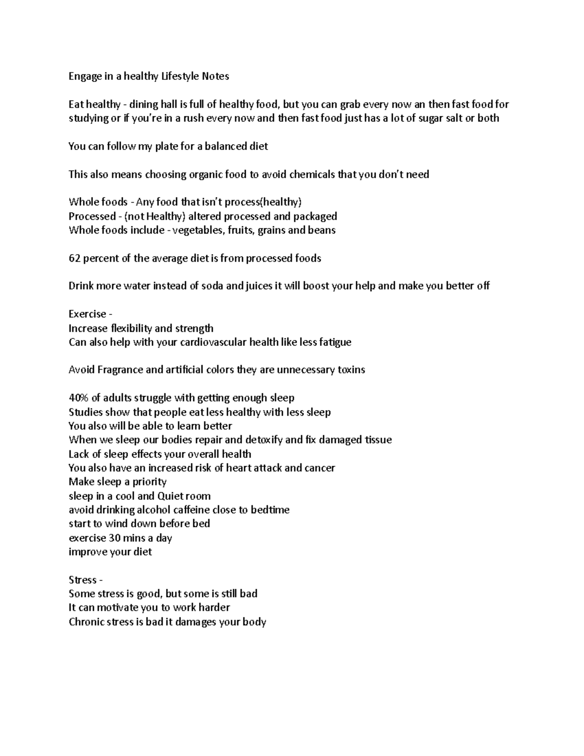 FYS open stax notes - Tindall - Engage in a healthy Lifestyle Notes Eat ...