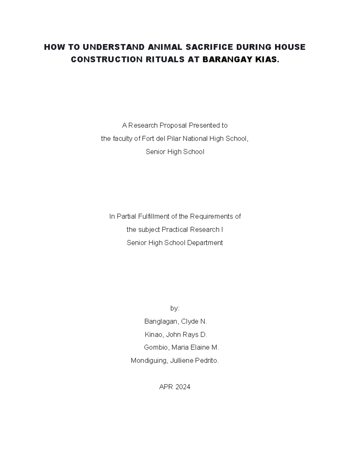 PR1-Group-5 - HOW TO UNDERSTAND ANIMAL SACRIFICE DURING HOUSE ...