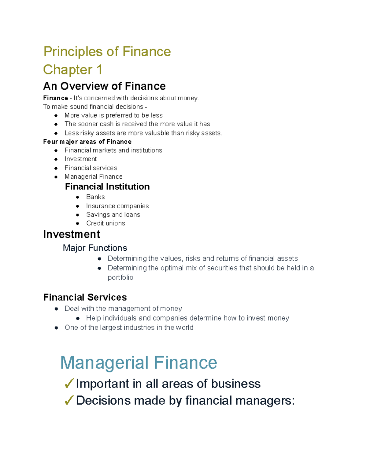 Principles of Finance chapter 1 - Principles of Finance Chapter 1 An ...