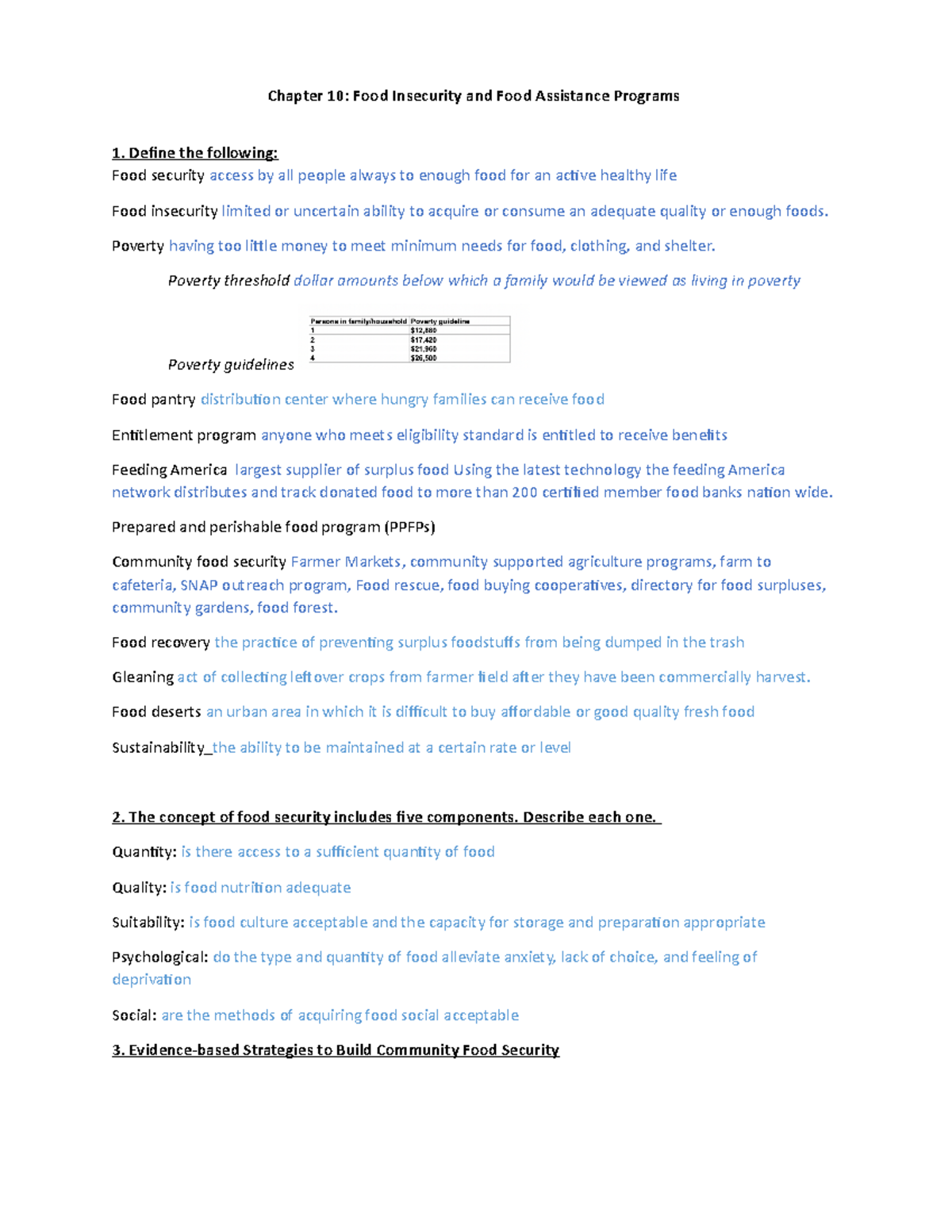 Ch 10 Worksheet - DIET3080 2022 - Chapter 10: Food Insecurity and Food ...