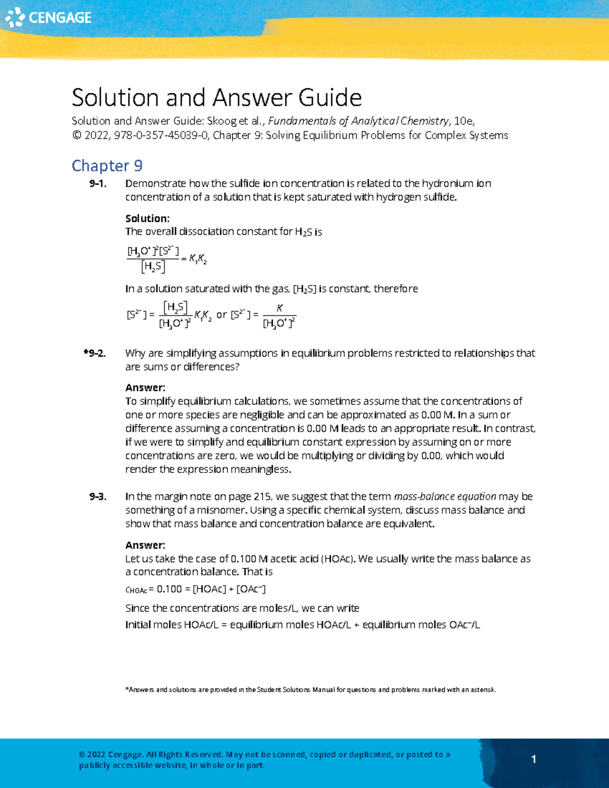 Skoog FAC 10e SAG Ch09 Final - Solution and Answer Guide Solution and ...