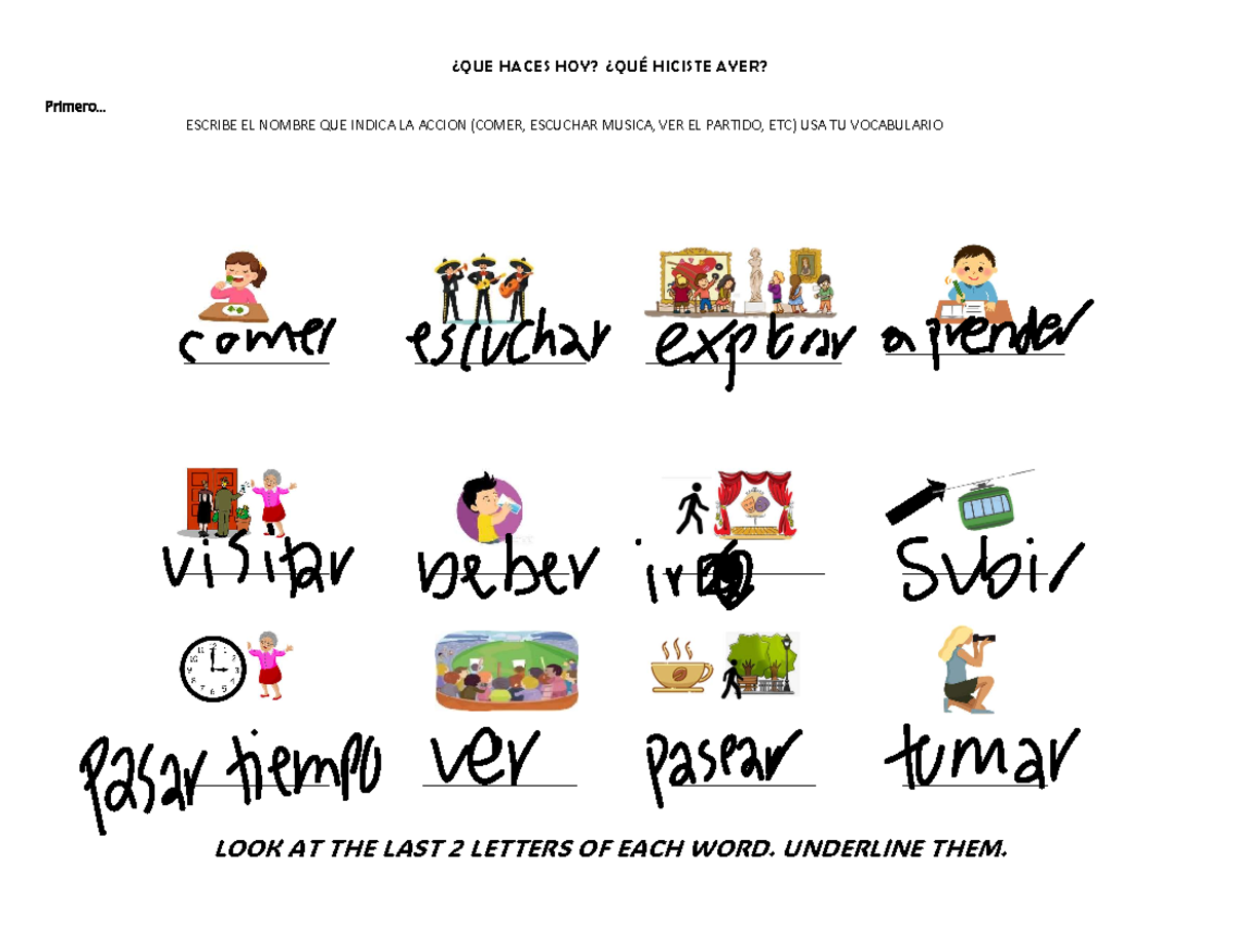 AYER Y HOY - rfrfgrgtrgrfg - ENG 120 - ¿QUE HACES HOY? ¿QUÉ HICISTE ...