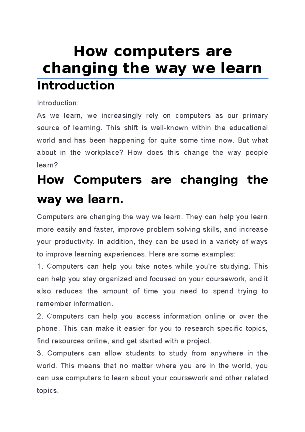 How computers are changing the way we learn - How computers are ...