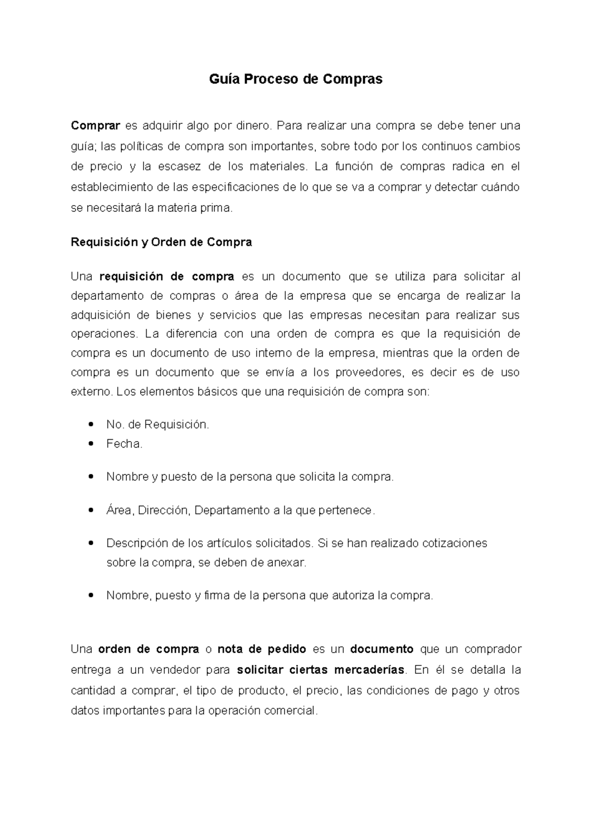 Proceso de Compras - Guía Proceso de Compras Comprar es adquirir algo ...