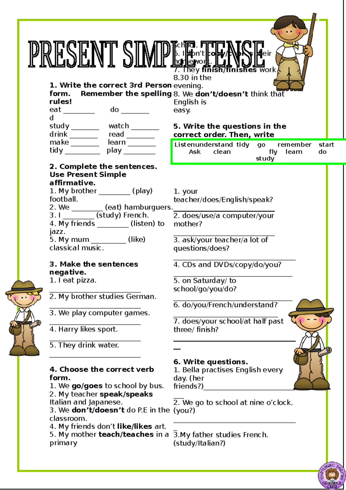 Present-simple 5121 - Actividades Presente simple - Write the correct ...