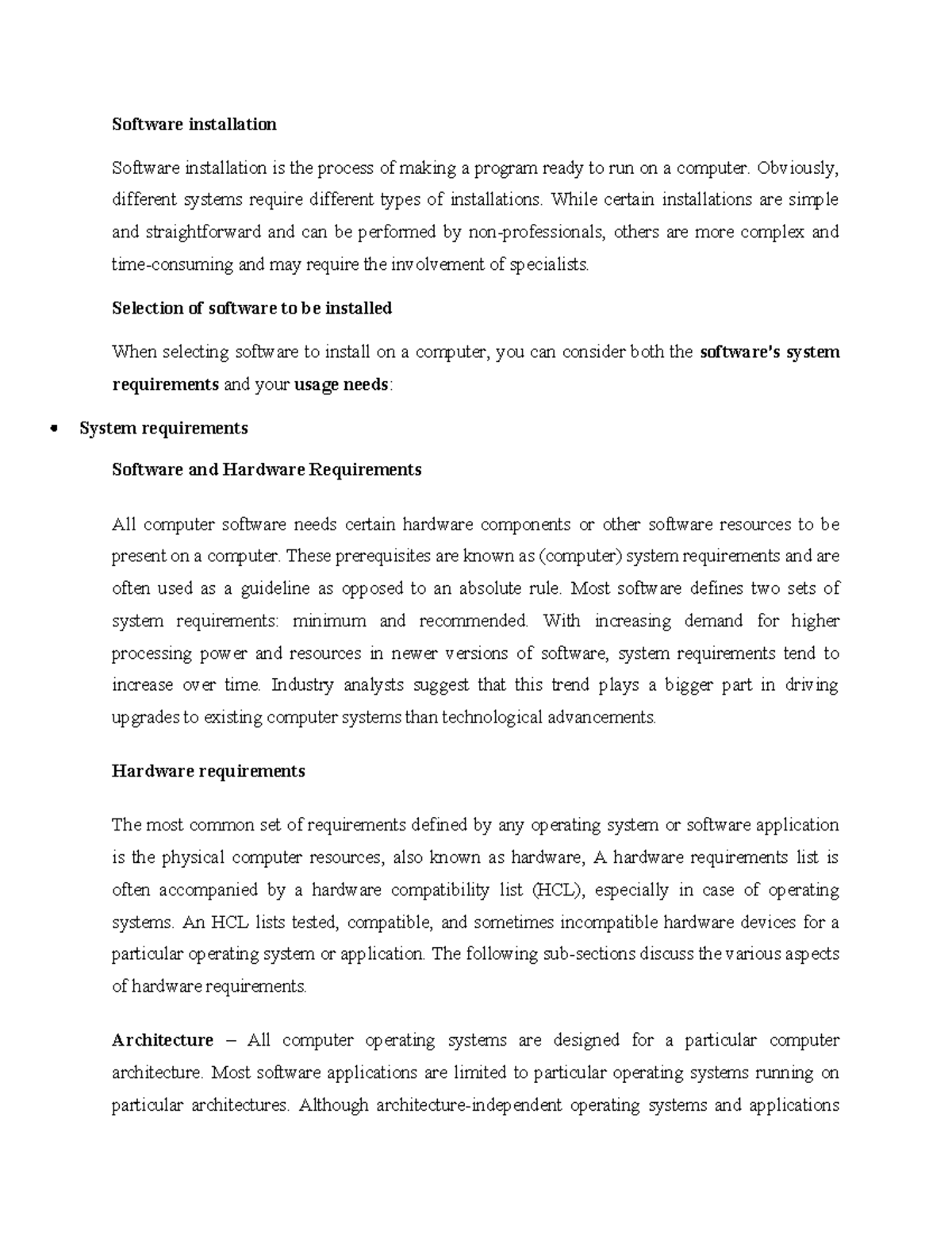 Software Installation - Software installation Software installation is ...