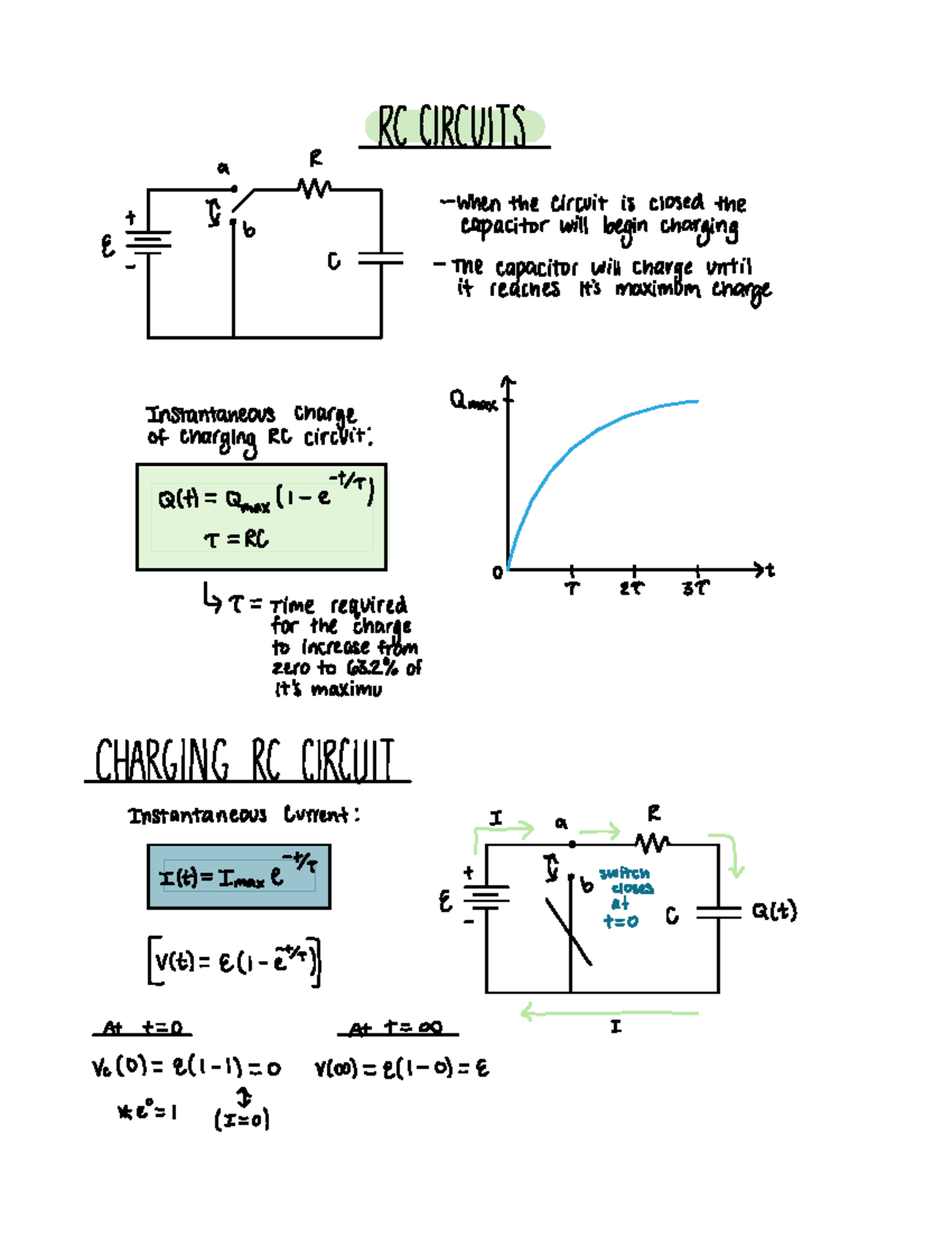 Lecture 18B RC Circuits (Chapter 28) - ####### RC CIRCUITS R M q I y ...