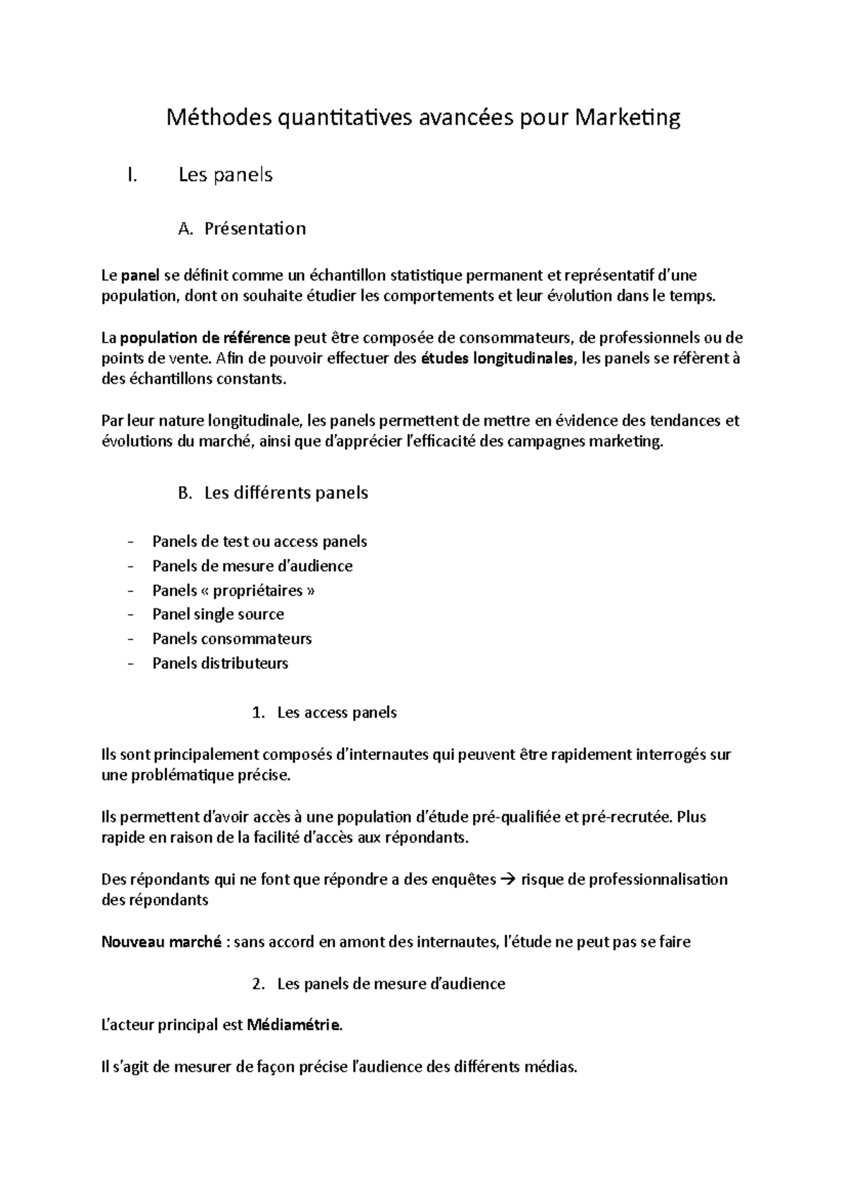 Les panels - Notes de cours 1 - Méthodes quantitatives avancées pour ...