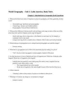 World Geography UNIT 1 - UNIT 1 LATIN AMERICA BASIC TERMS Mountain ...