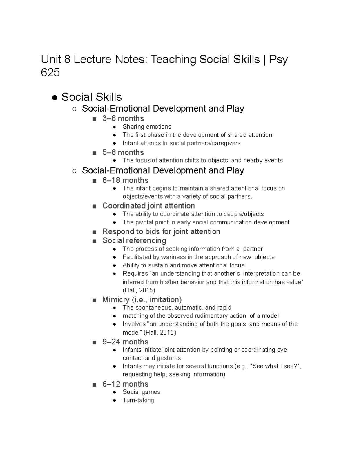 Unit 8 Lecture Notes Teaching Social Skills Psy 625 - Coordinated joint ...