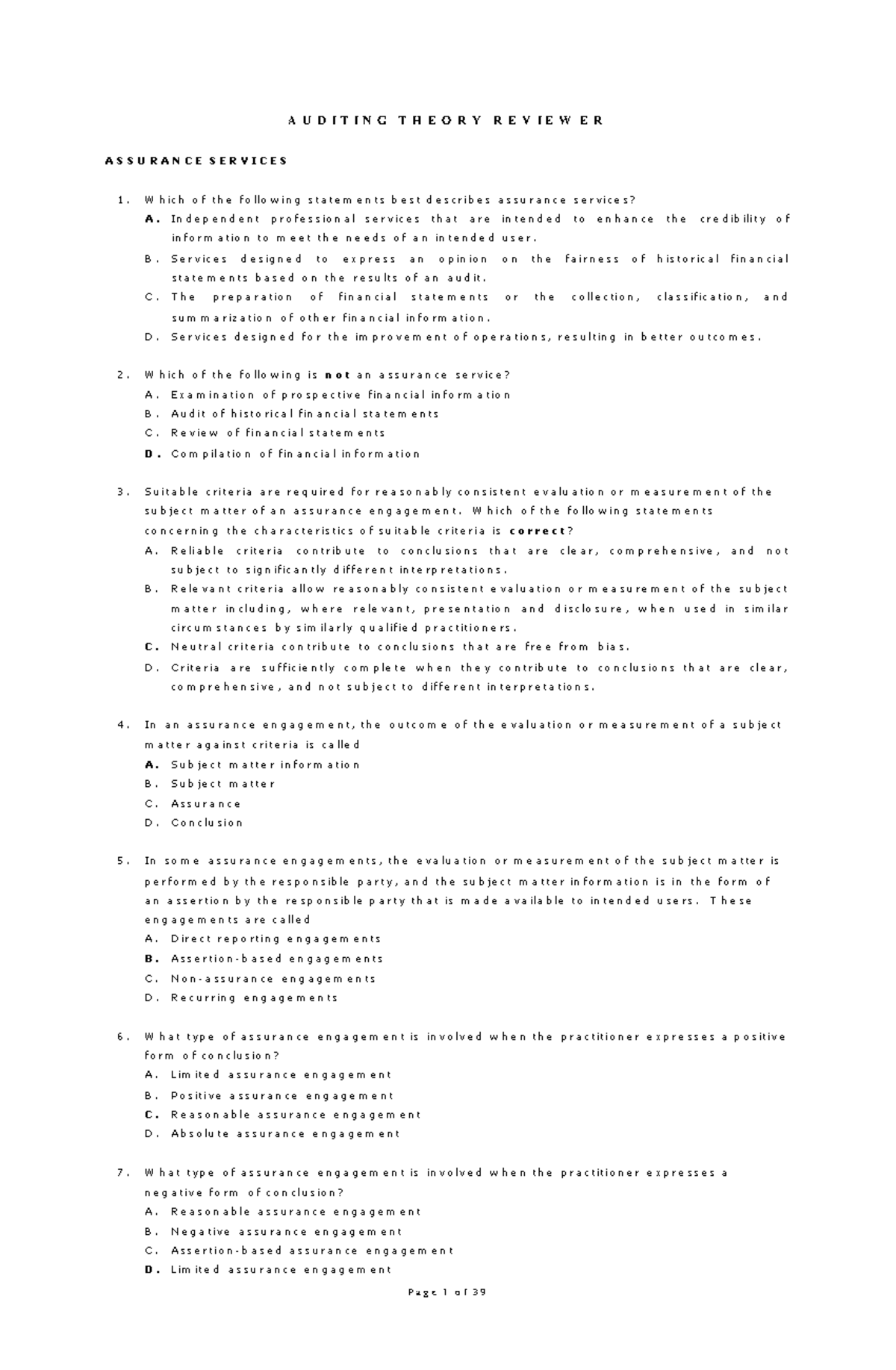 Auditing Theory Reviewer - A U D I T I N G T H E O R Y R E V I E W E R ...