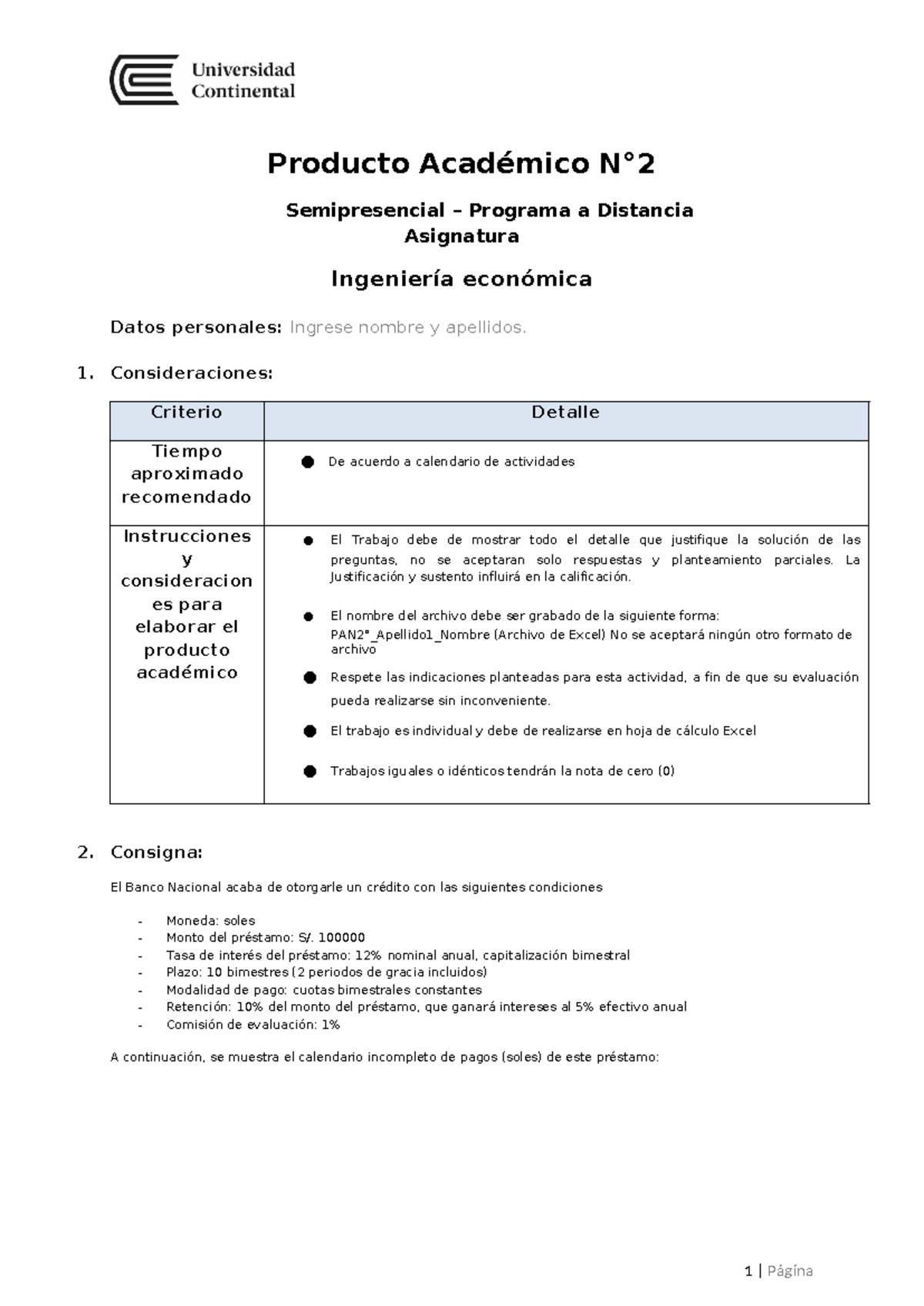 Producto Academico N°2 - Producto Académico N° Semipresencial – Programa a Distancia Asignatura ...